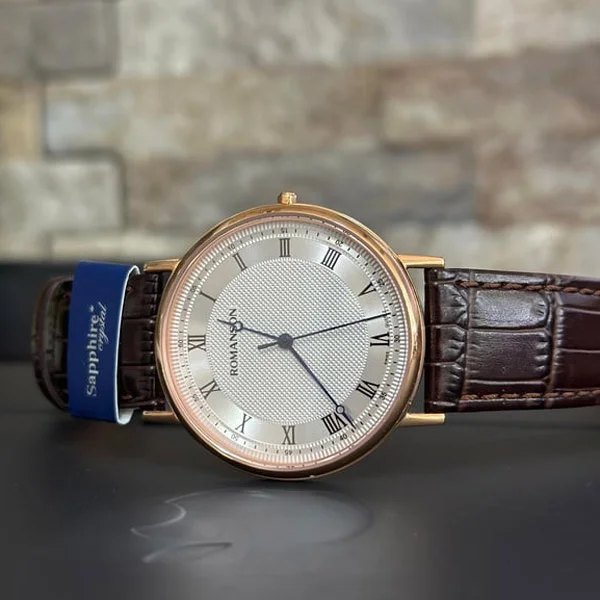 Romanson White Dial Analog Leather Strap Watch for Men - Romanson