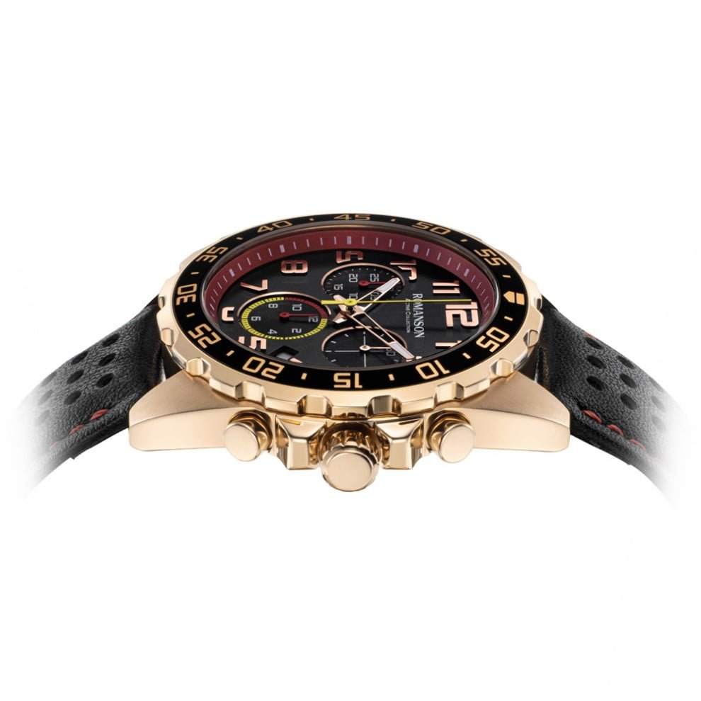 Romanson Black Dial Analog Leather Strap Chronograph Watch for Men