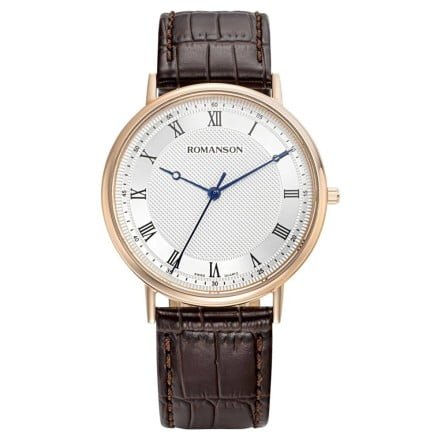 Romanson White Dial Analog Leather Strap Watch for Men - Romanson